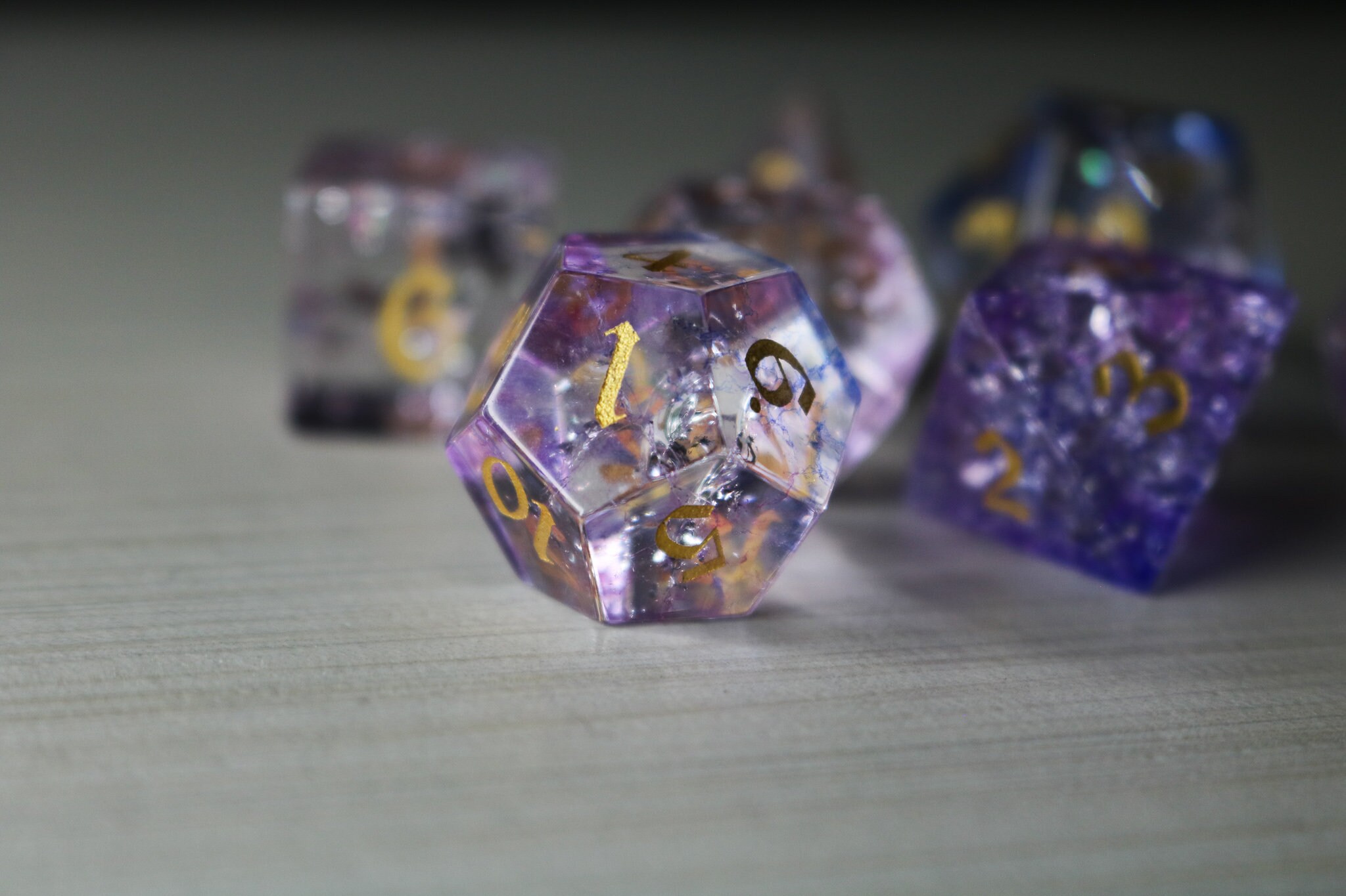 Purple Cloud Forge Fire Glass and Box Polyhedral Dice DND - Etsy