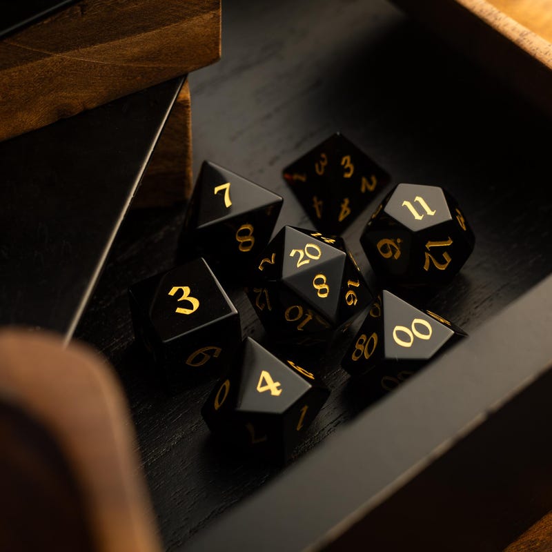 Dnd Dice Black Obsidian - Etsy