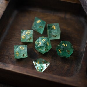Green Fluorite Gemstone Dice (chlorophane) Hand Carved Polyhedral Dice ...