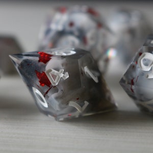 Smoke and Blood Red Handmade Resin Dice Set RPG Game DND MTG Tabletop ...