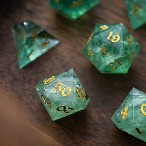 Green Fluorite Gemstone Dice (chlorophane) Hand Carved Polyhedral Dice ...