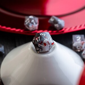 Smoke and Blood Red Handmade Resin Dice Set RPG Game DND MTG Tabletop ...