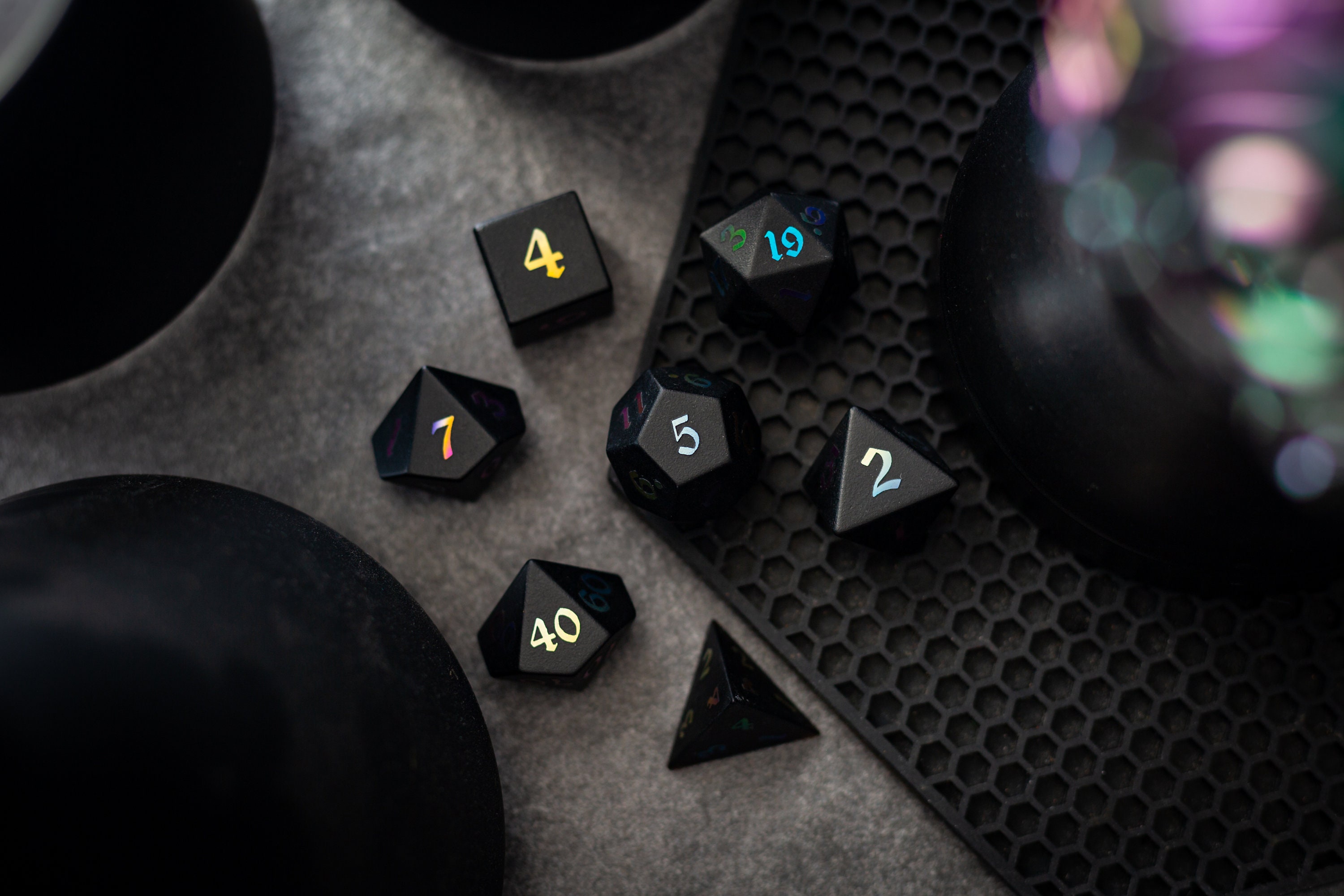 Inked Black Night Raised Obsidian Hand Carved Dice (and Box) DND Set - Etsy