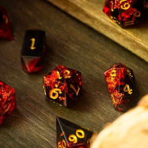 Dark Red Blood Handmade Resin Dice Set RPG Game DND MTG Tabletop Gaming ...