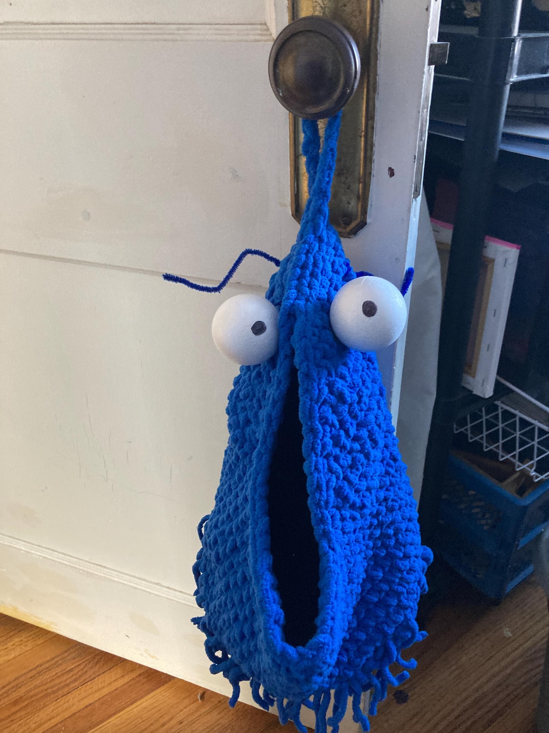 Large Blue Yip-yip Bag. Crocheted Hanging Bag. - Etsy