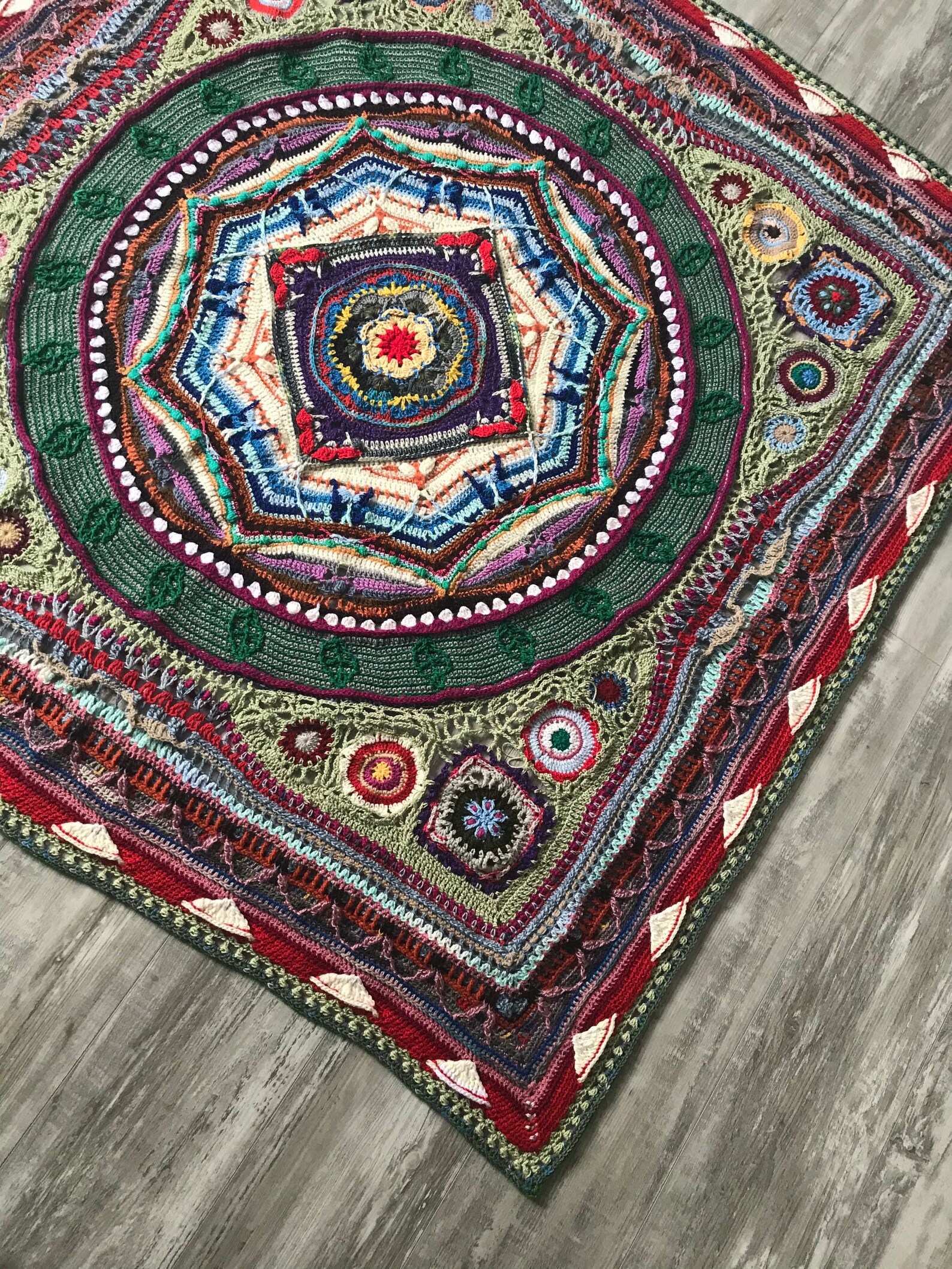Crochet Blanket Crochet Afghan Mandala Handmade Colorful Boho | Etsy