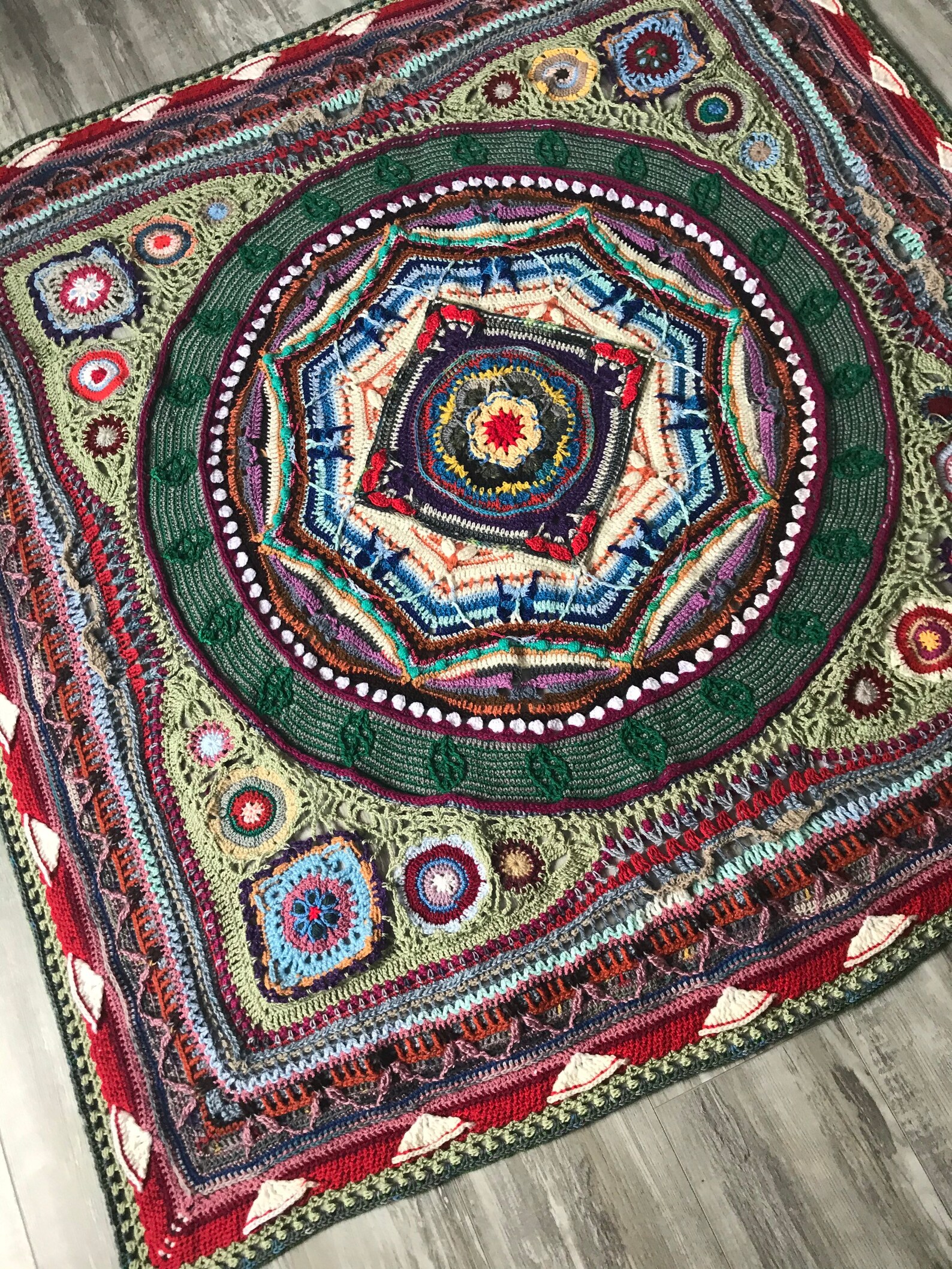 Crochet Blanket Crochet Afghan Mandala Handmade Colorful Boho | Etsy