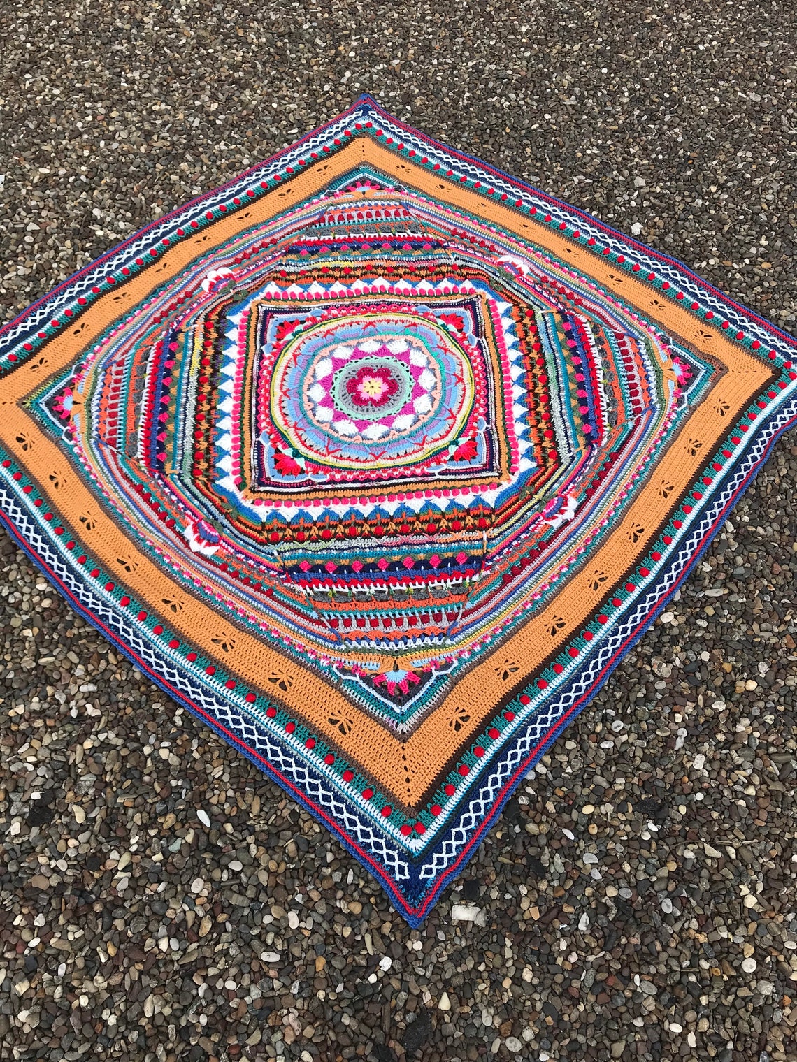 Crochet Afghan Mandala Handmade Crochet Blanket Boho Style - Etsy