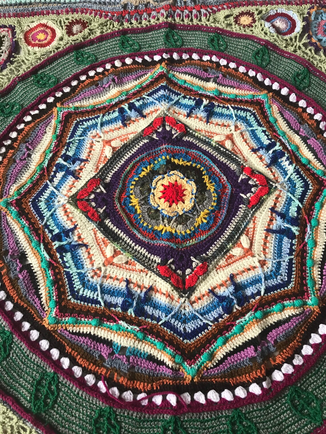 Crochet Blanket Crochet Afghan Mandala Handmade Colorful Boho | Etsy