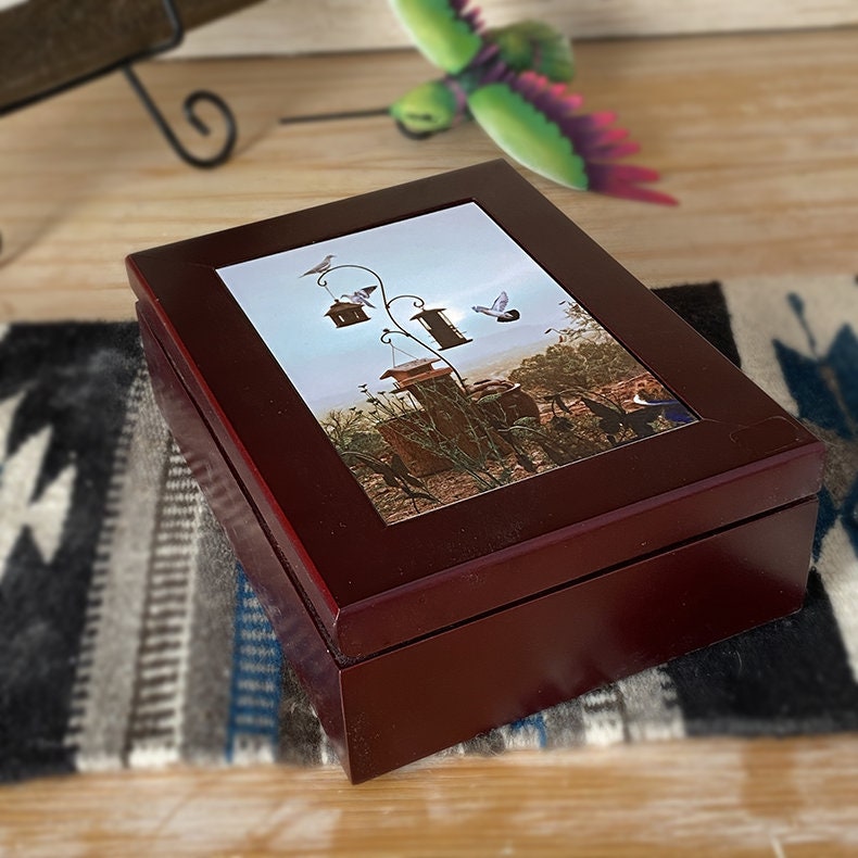 Wooden Keepsake Box With Ceramic Tile 3D Photo Art Sublimation of Bird ...