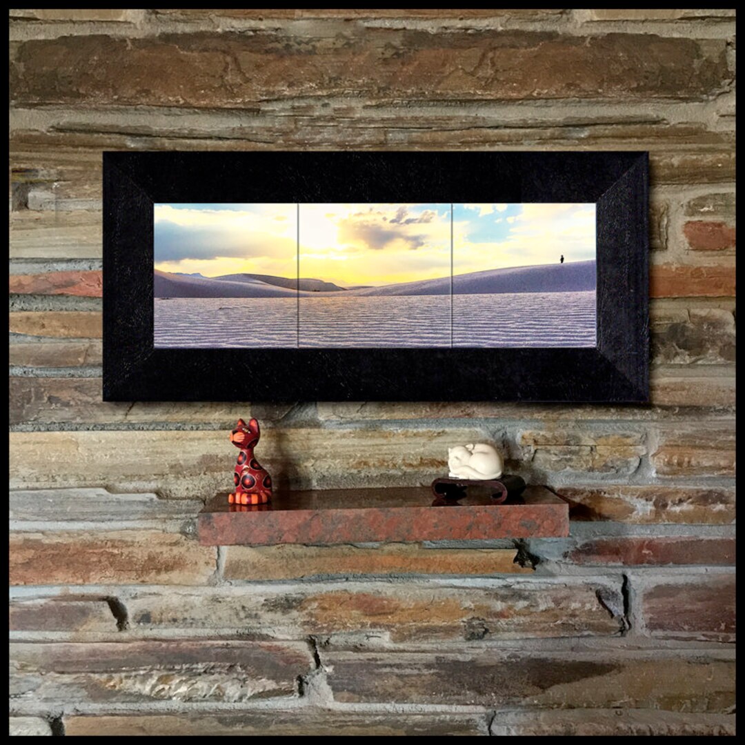 Framed Ceramic Tile Triptych of Sunset and Dunes at White Sands ...