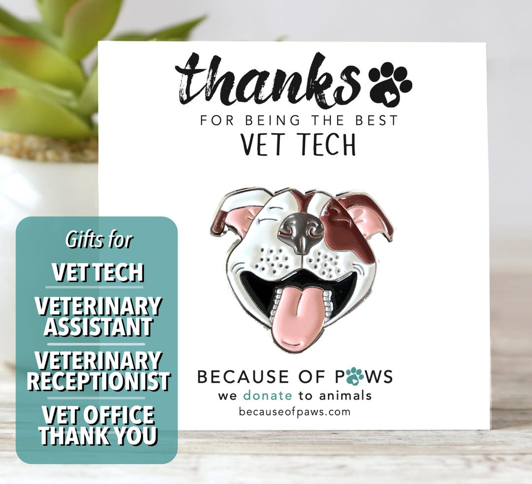 Vet Tech Thank You Gift, Pit Bull Scrub Pin for Vet Office , Veterinary ...