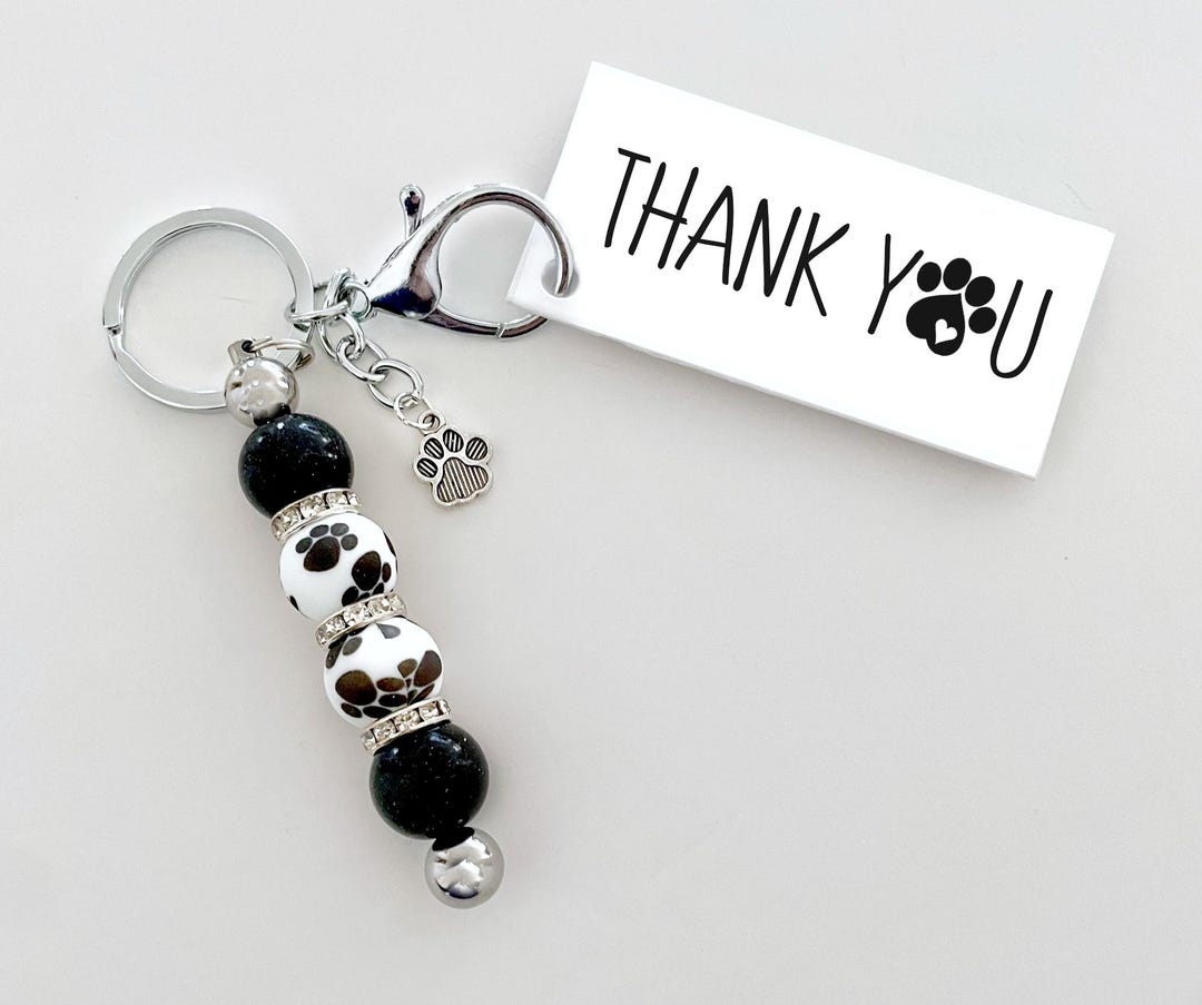 Dog Lover Thank You Gift, Custom Paw Print Keychain for Her, Paw Print ...