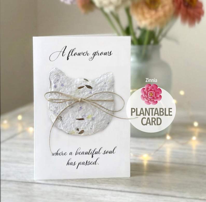 Cat Memorial Sympathy Seed Paper Card, Pet Loss Gift, Personalized ...