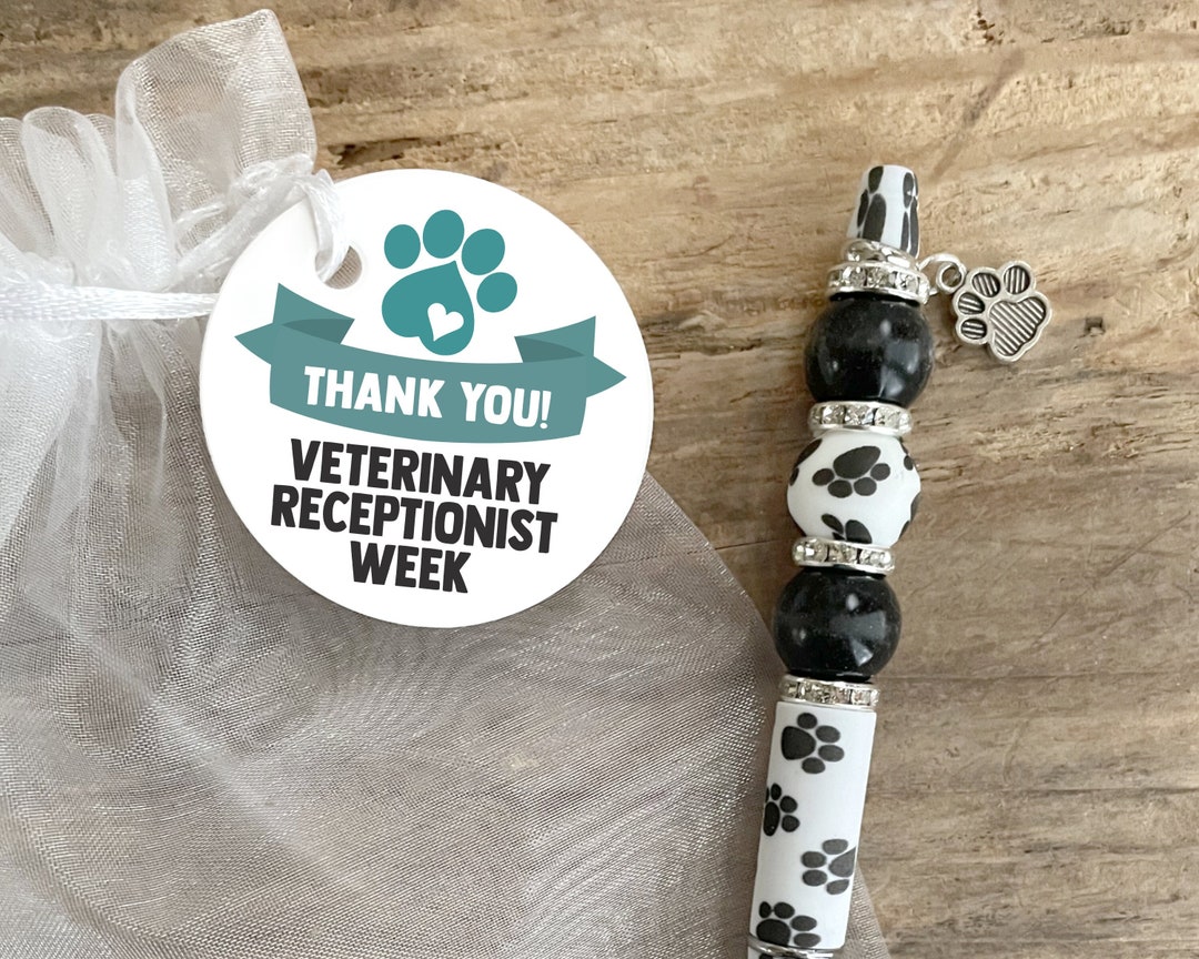 Vet Receptionist Week Thank You Paw Print Pen Gift. Unique Vet Tech ...