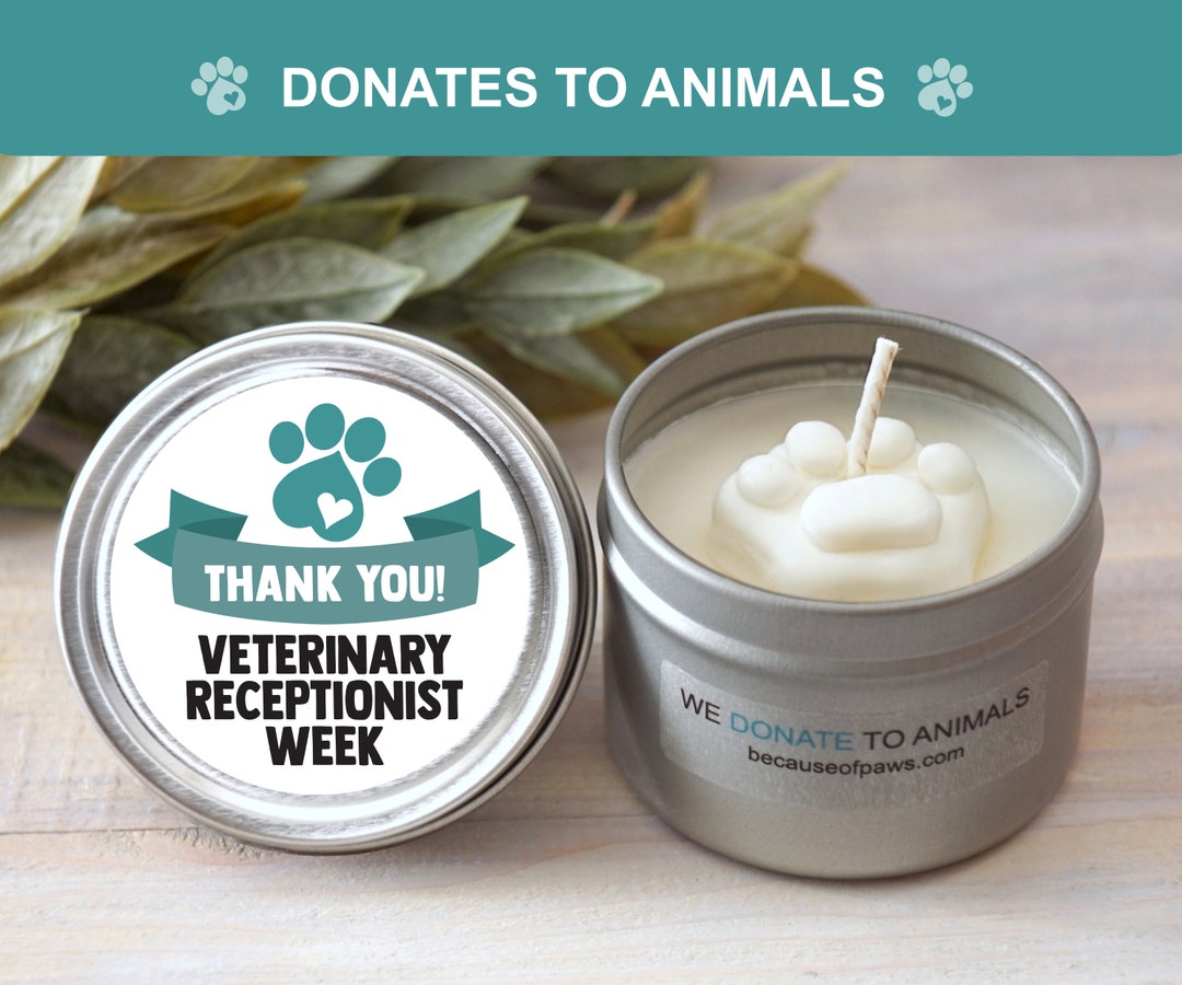 Veterinary Receptionist Week Gift. 2 Oz. Paw Print Candle Thank You ...