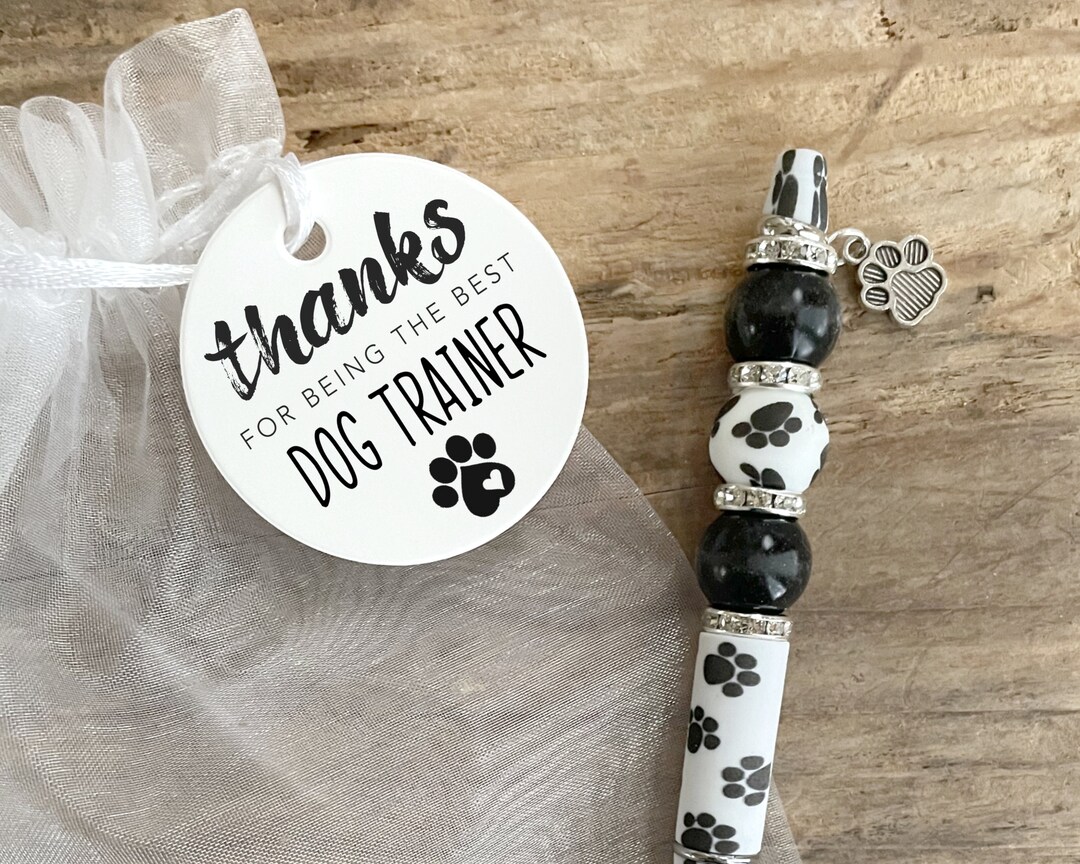 Dog Trainer Thank You Paw Print Gift, Hand Beaded Paw Print Pen Gift ...