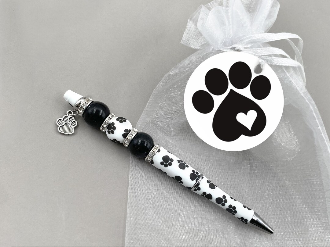 Dog Lover Gift, Hand Beaded Paw Print Pen Gift for Dog Lover, Cat Lover ...