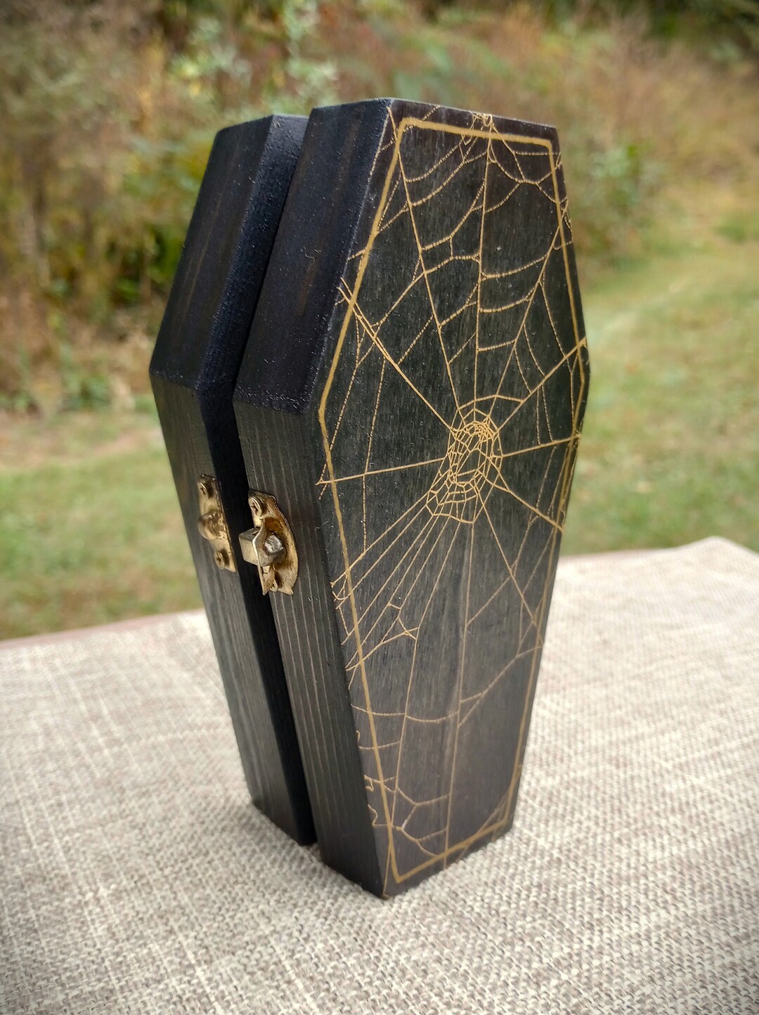 Preserved Spider Web Coffin Box Black Stained With Gold Web - Etsy