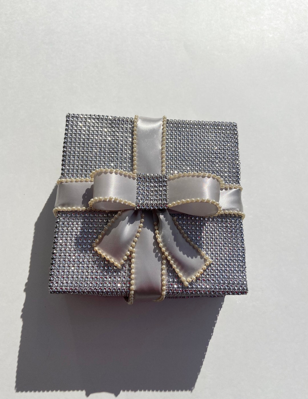 Rhinestone and Pearl Gift Box, Rhinestone Gift Box, Keepsake Box ...