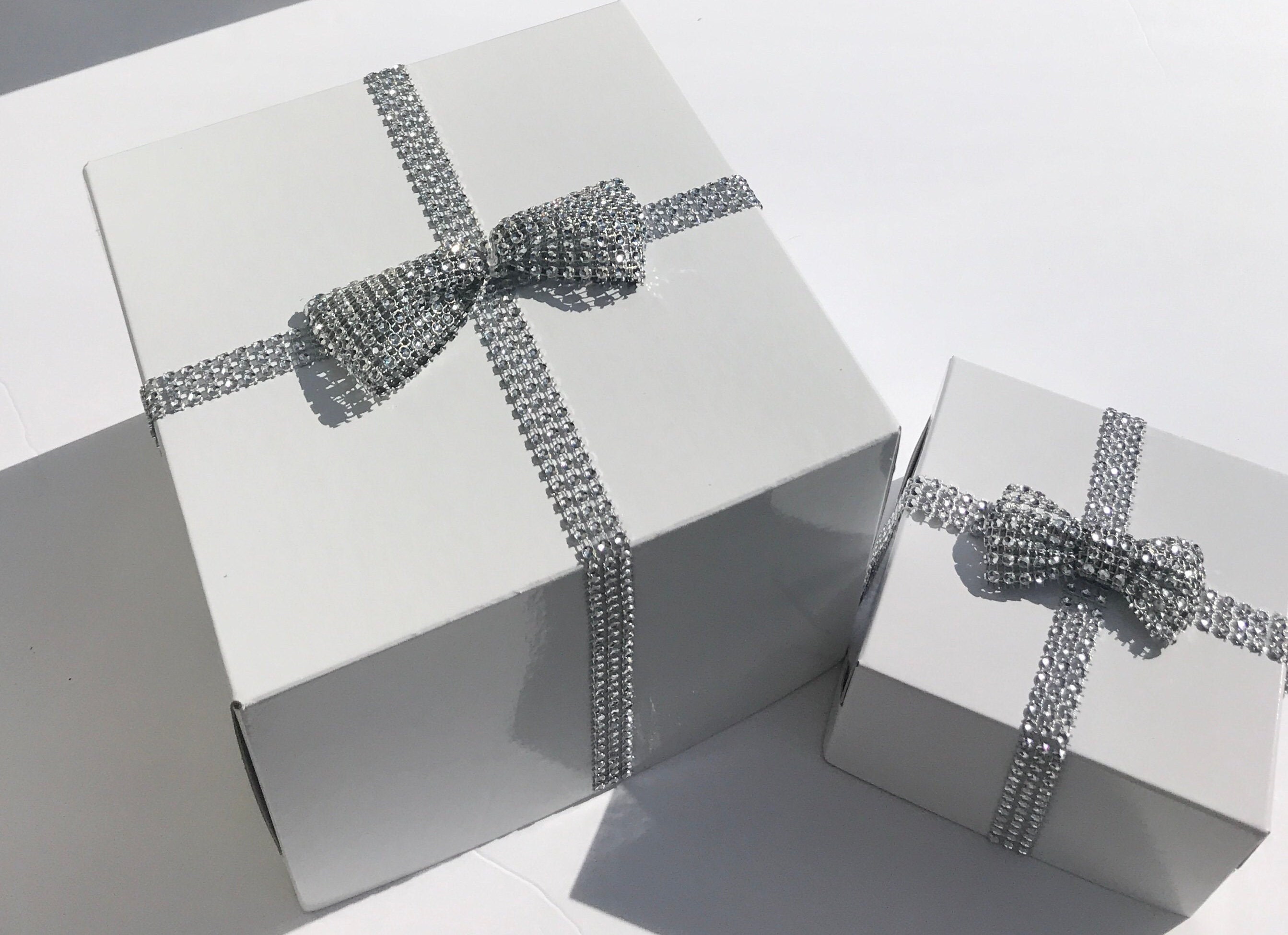 Large Gift Box Wedding White Rhinestone Gift Box Card Box - Etsy