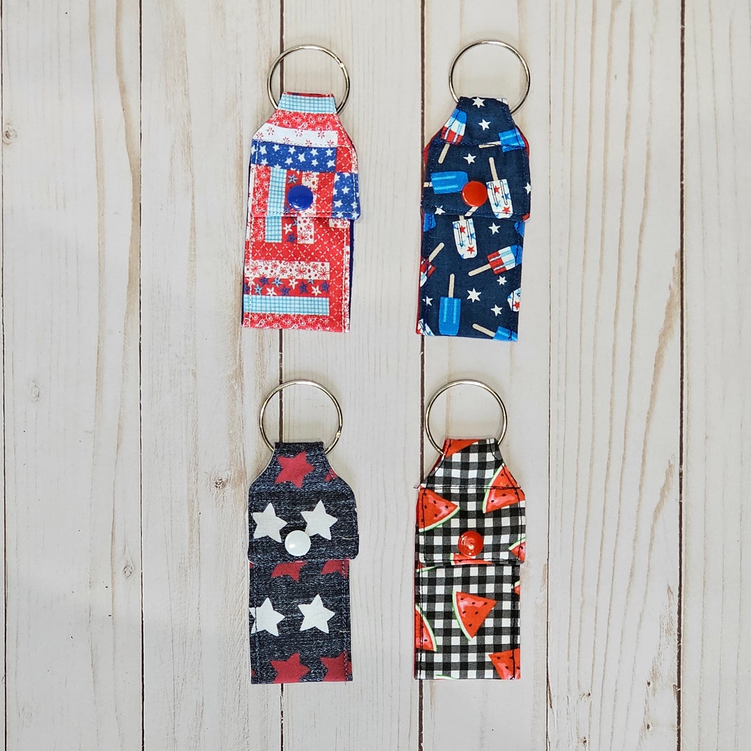 Chapstick Keychain Holder, Chapstick Holder, Fabric Chapstick Holder ...