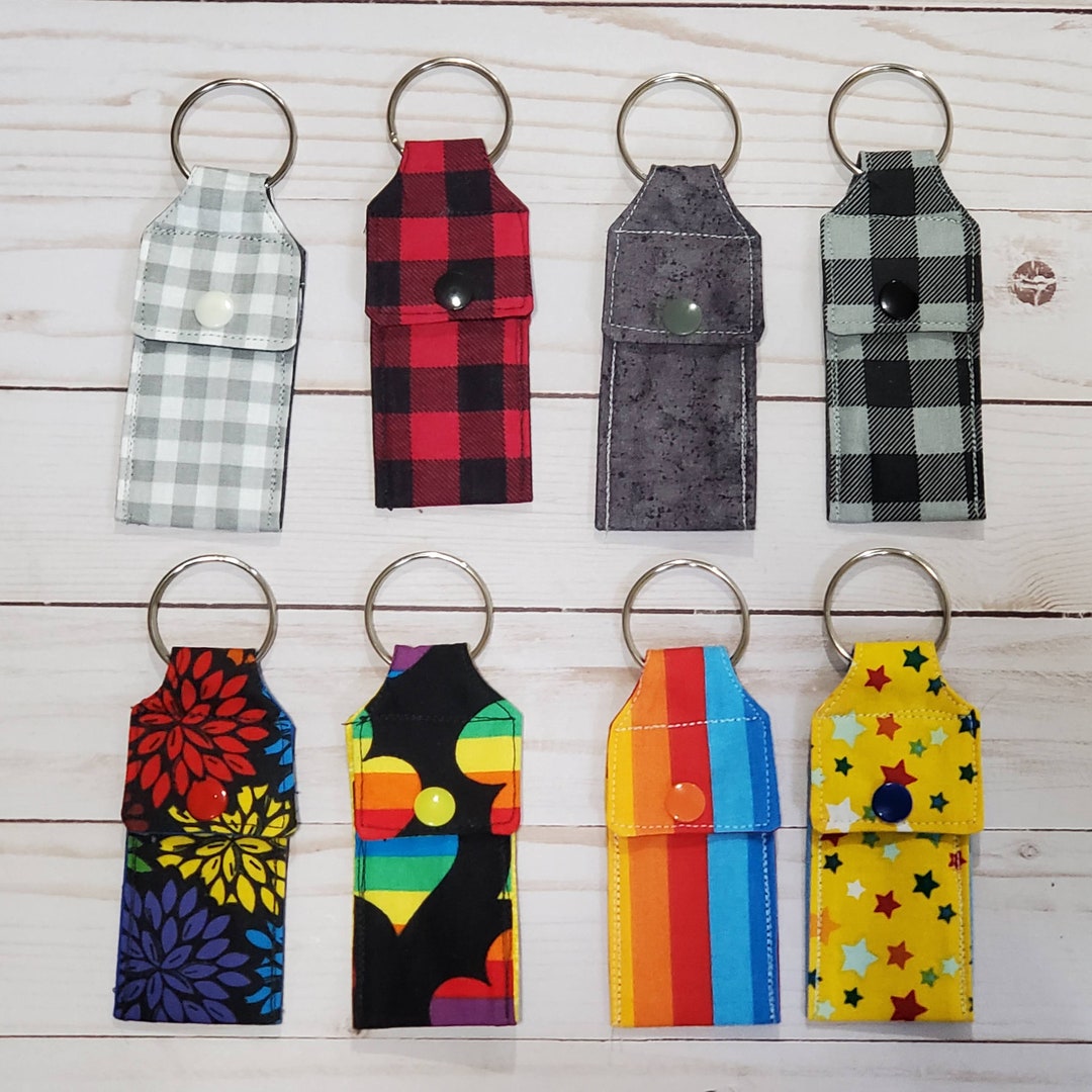 Chapstick Keychain Holder, Chapstick Holder, Fabric Chapstick Holder ...