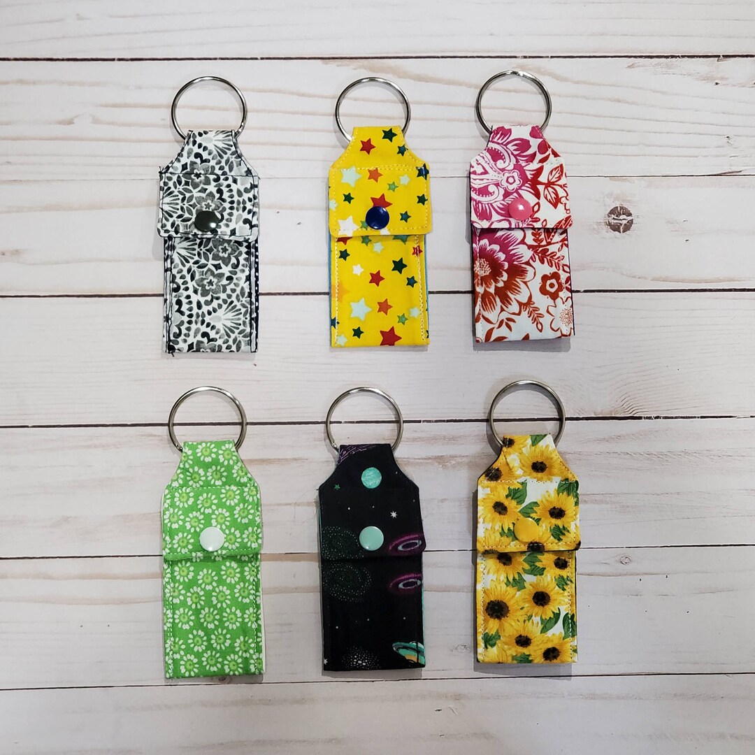 Chapstick Keychain Holder, Chapstick Holder, Fabric Chapstick Holder ...