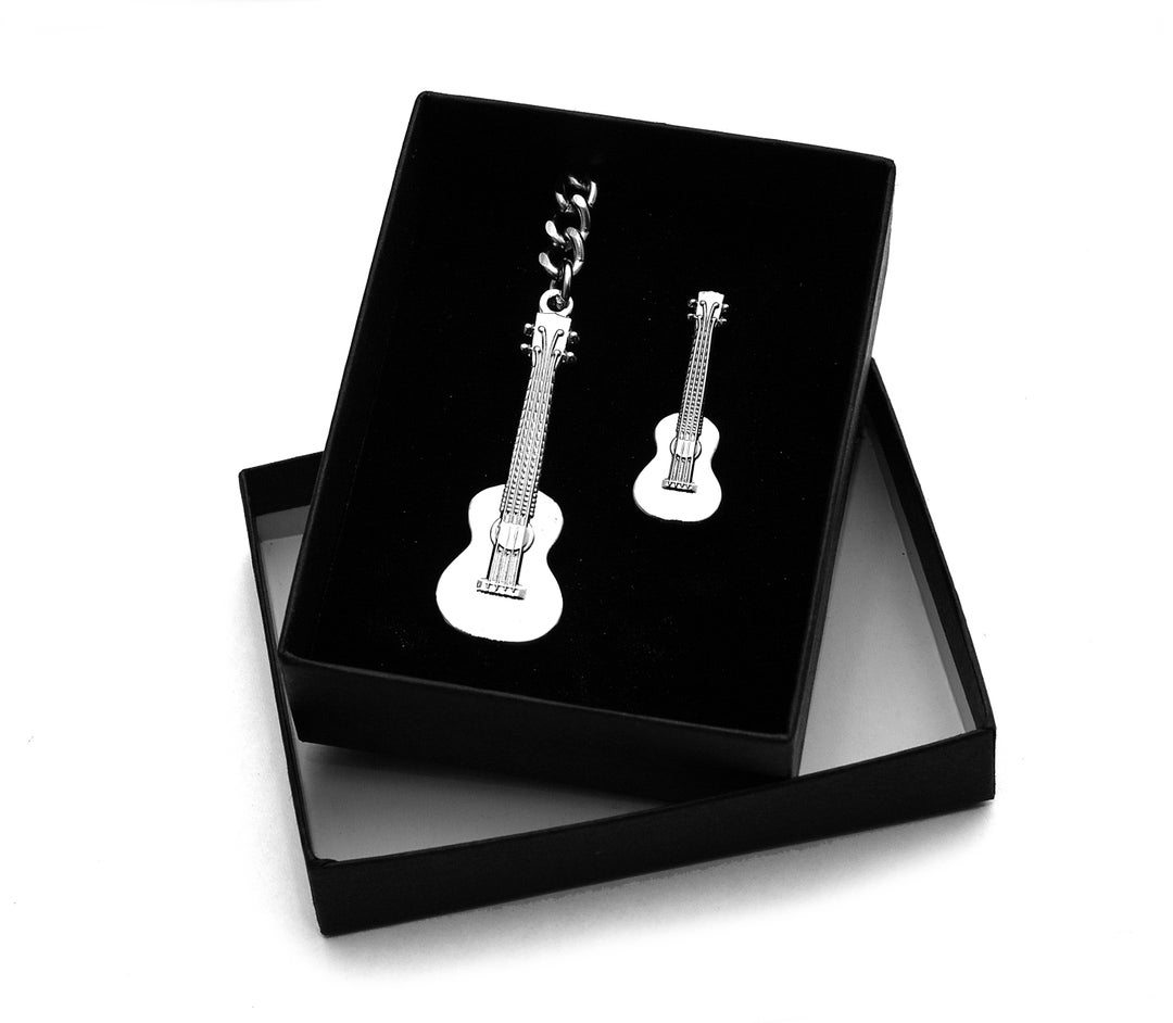 Silver Metal Ukulele Keyring With Matching Pin Badge Gift Boxed - Etsy