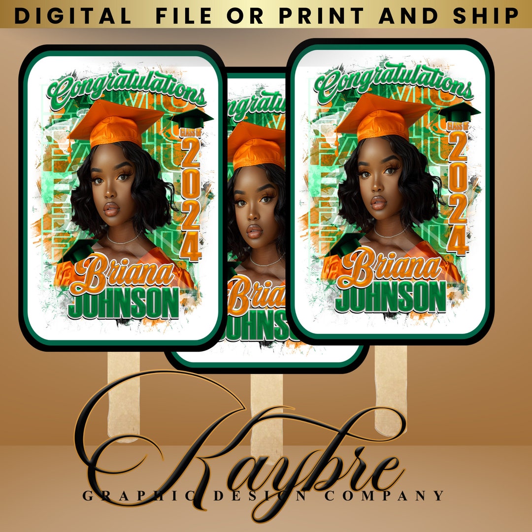 Personalized Graduation Fans - Custom School Colors & Name, Handheld ...
