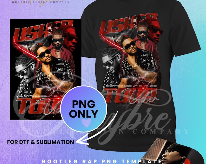 Usher Vibes Digital T-shirt Design| Music Lover Apparel| Concert Ready ...
