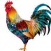 Stylized Vibrant Rooster Vinyl Decal, Rooster Sticker, Colorful Rooster ...