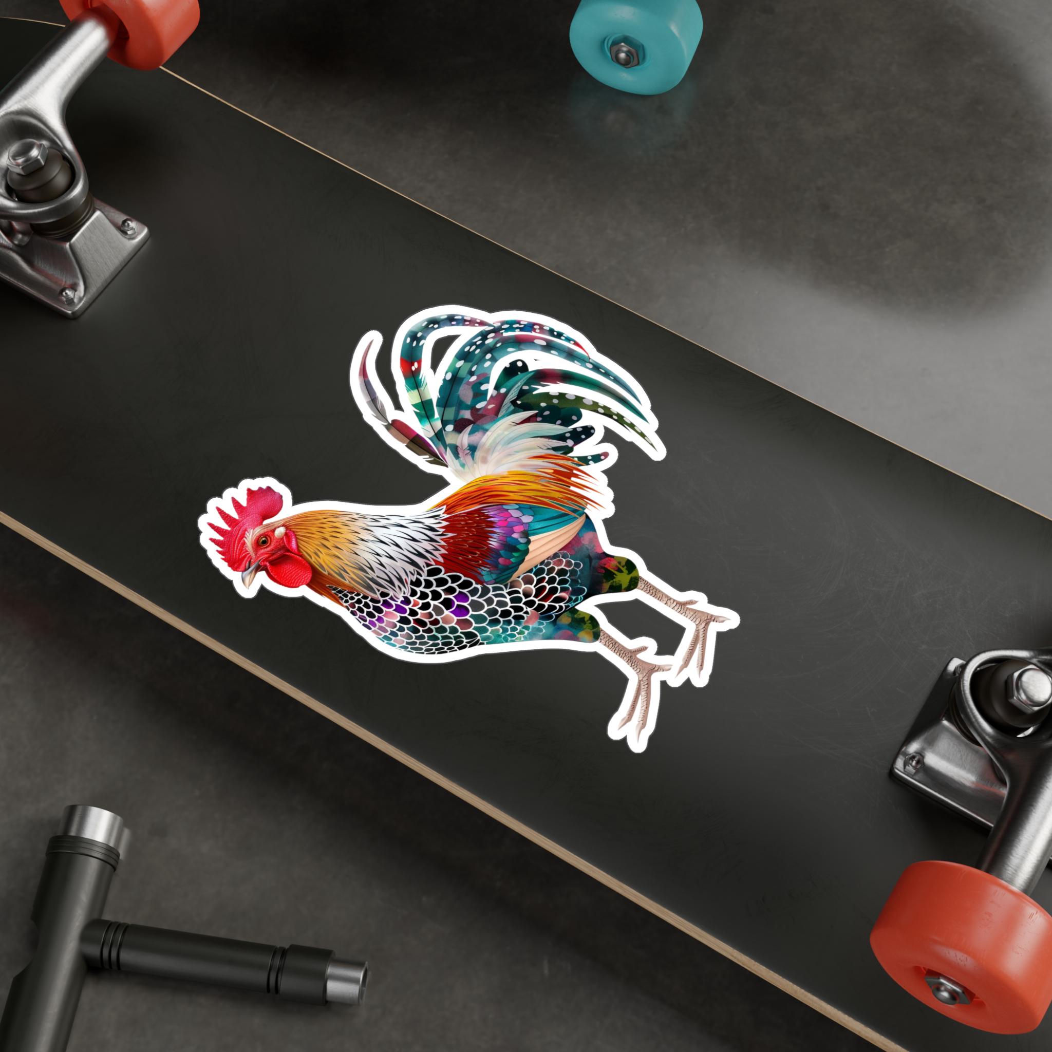 Stylized Vibrant Rooster Vinyl Decal, Rooster Sticker, Colorful Rooster ...