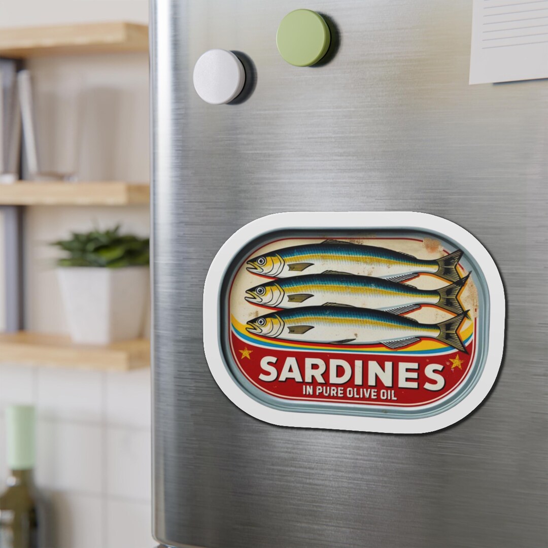 Retro Sardines, Sticker or Fridge Magnet, Vintage Tin Fish Can Design ...