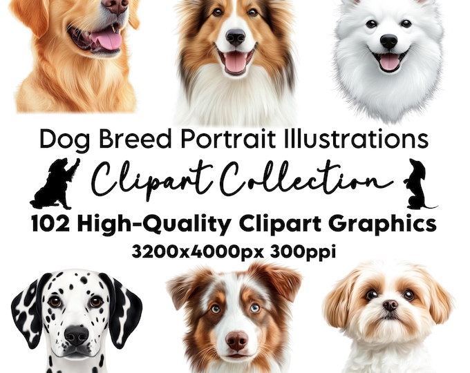 Big Dog Breeds Clipart Bundle Labeled Dog PNG Set - Etsy Canada