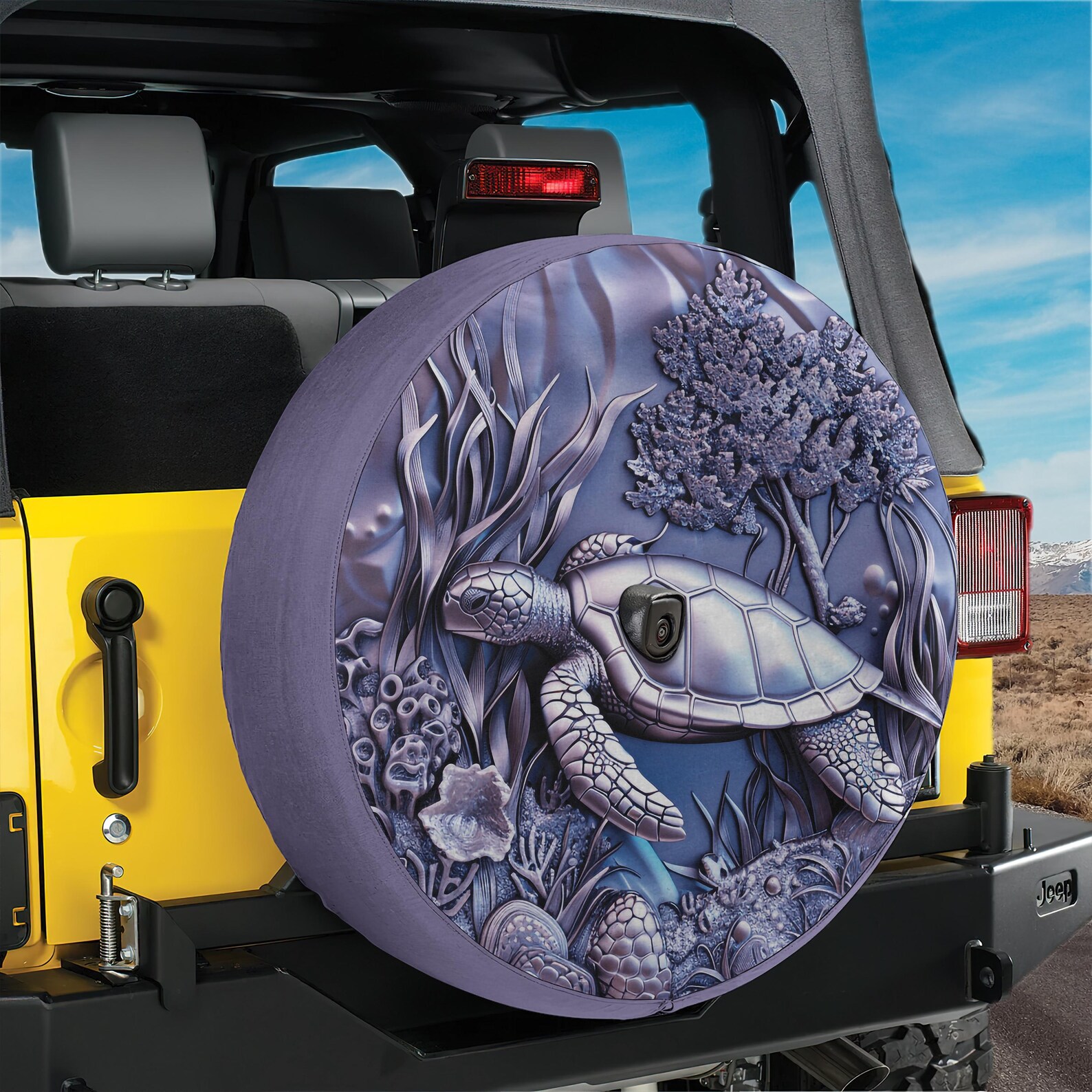 Sea Turtle Spare Tire Cover With 3D Ocean Design, Waterproof UV Fabric ...