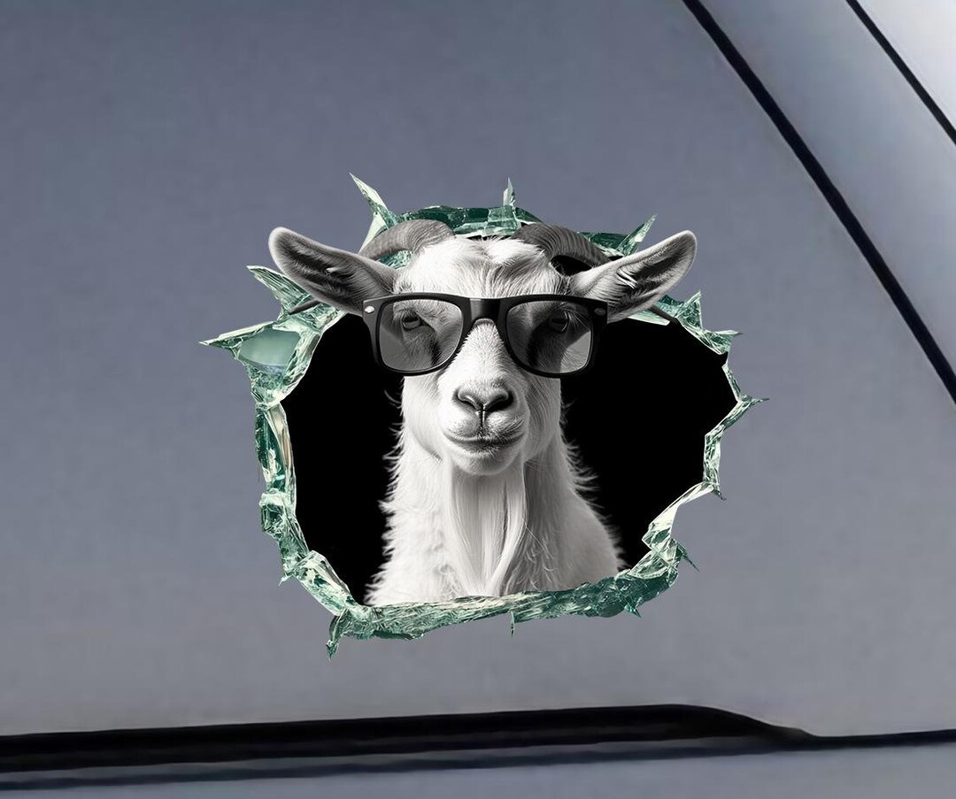 Goat Car Sticker, Funny Goat Sticker, Windshield Decal, Cute Goat ...