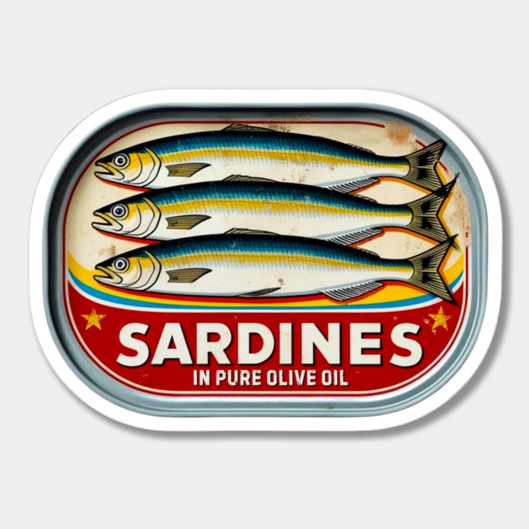 Retro Sardine Can Sticker or Fridge Magnet: Vintage Seafood Design - Etsy