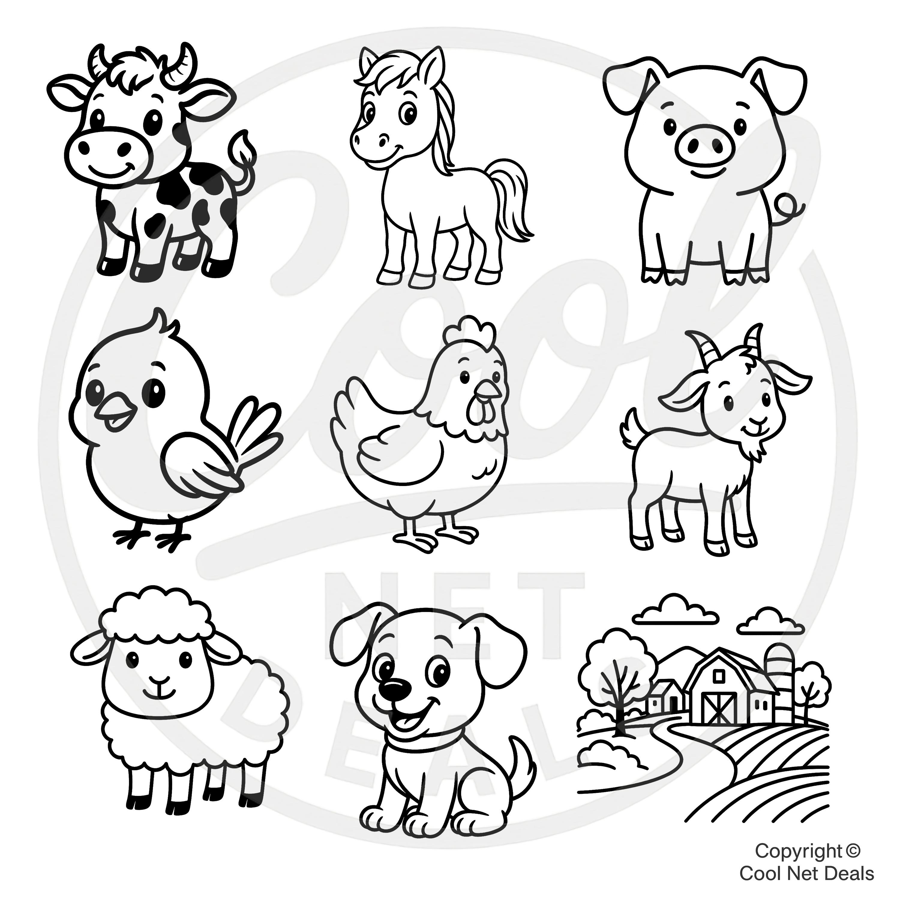 Farm Animal Clipart Bundle: Barnyard Graphics for Kids (PNG, JPG ...