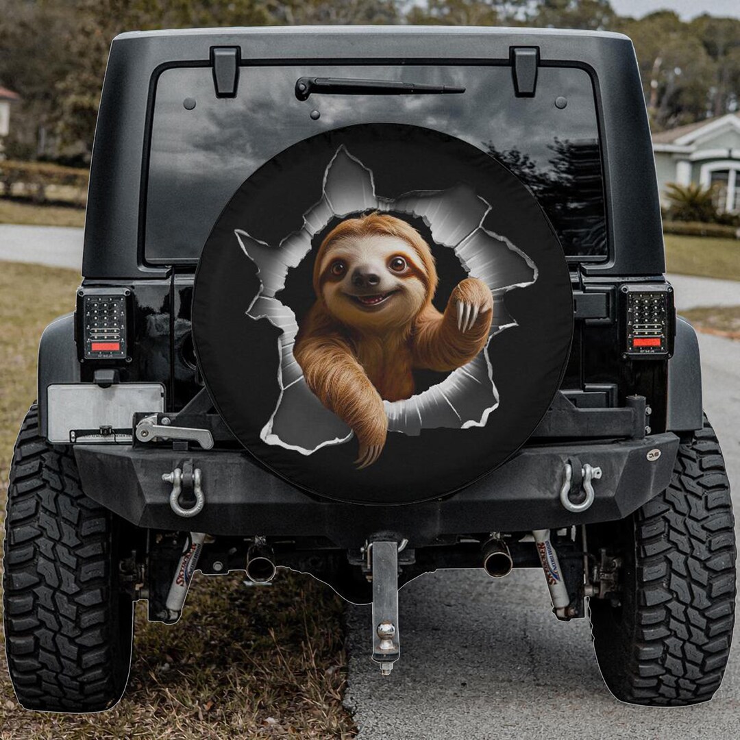 Funny Sloth Spare Tire Cover, 3D Animal Wheel, for SUV RV off Road ...