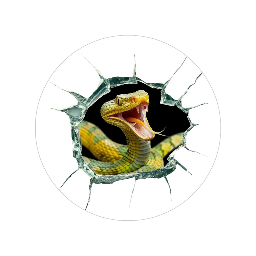 Snake Car Sticker, Hilarious Snake Car Window Sticker 3D Broken Glass ...