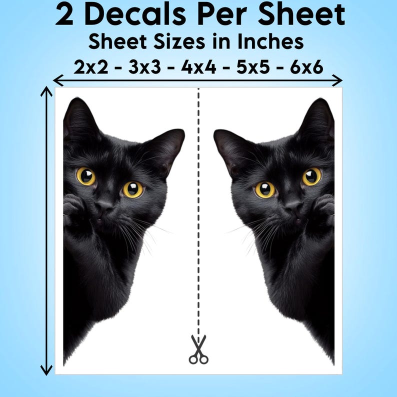 Peek-a-boo Black Cat Car Decal, Water-resistant Vinyl 2 Pack for Left ...