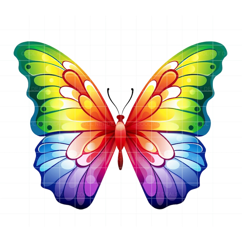 Rainbow Butterfly PNG Clipart Set, Butterfly PNG, Colorful Butterflies ...