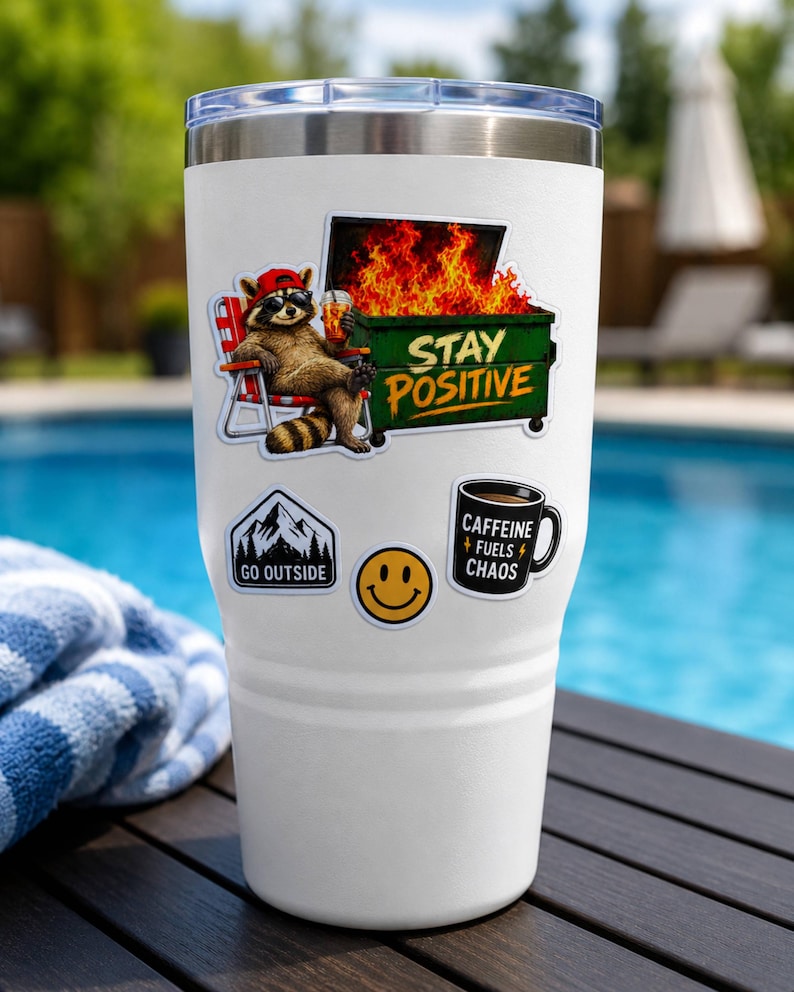 Raccoon Dumpster Fire Sticker, Water Resistant Vinyl Decal, Dark Humor ...