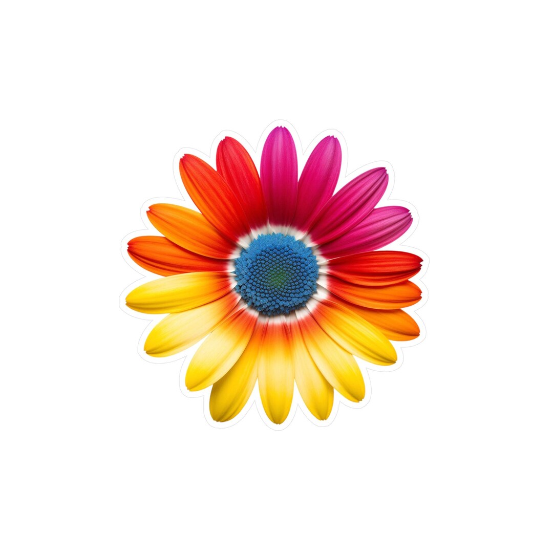 Rainbow Daisy Vinyl Decal, Rainbow Daisy Sticker, Colorful Daisy ...