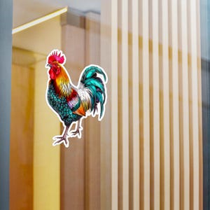 Rooster Sticker, Stylized Vibrant Rooster Vinyl Decal, Colorful Rooster ...