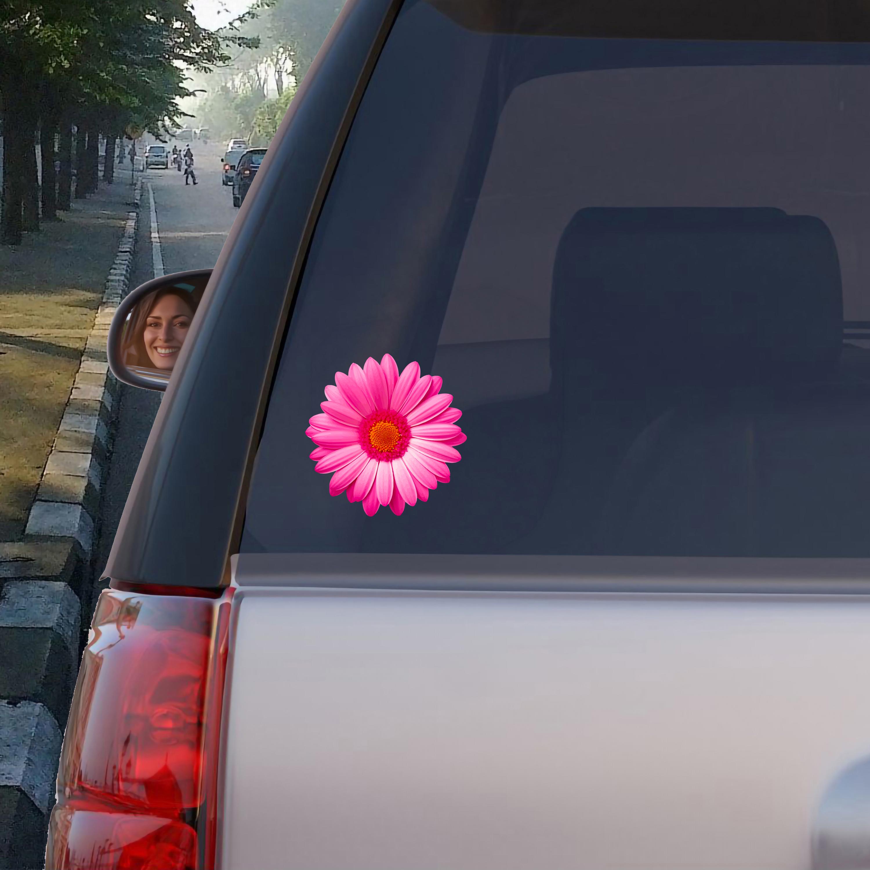 Pink Daisy Vinyl Decal, Daisy Sticker, Flower Decal, Transparent Flower ...