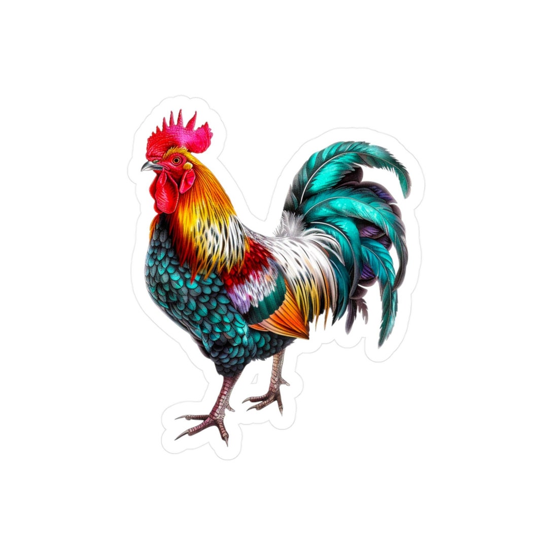 Rooster Sticker, Stylized Vibrant Rooster Vinyl Decal, Colorful Rooster ...