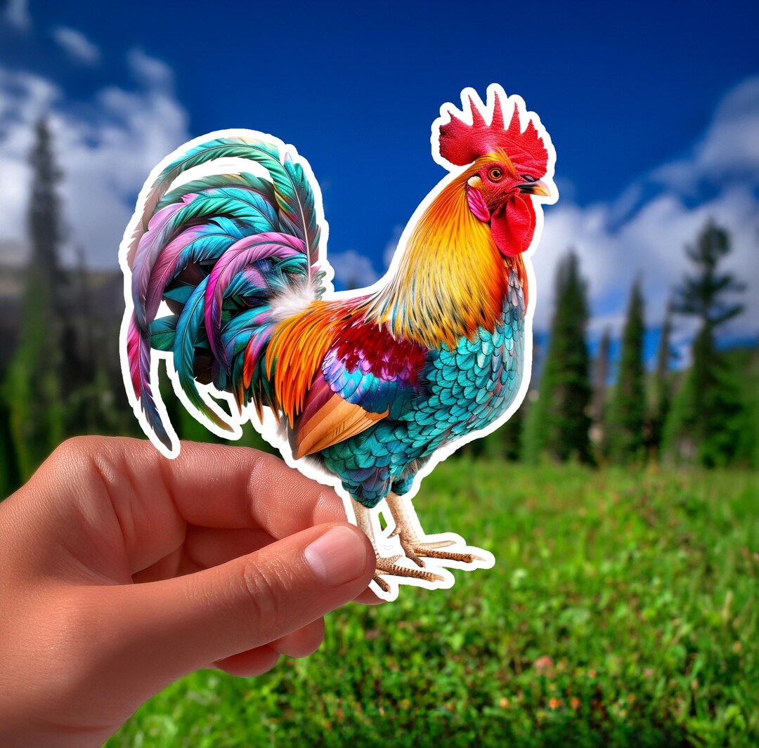 Colorful Rooster Vinyl Decal: Water Resistant Farmhouse Sticker - Etsy