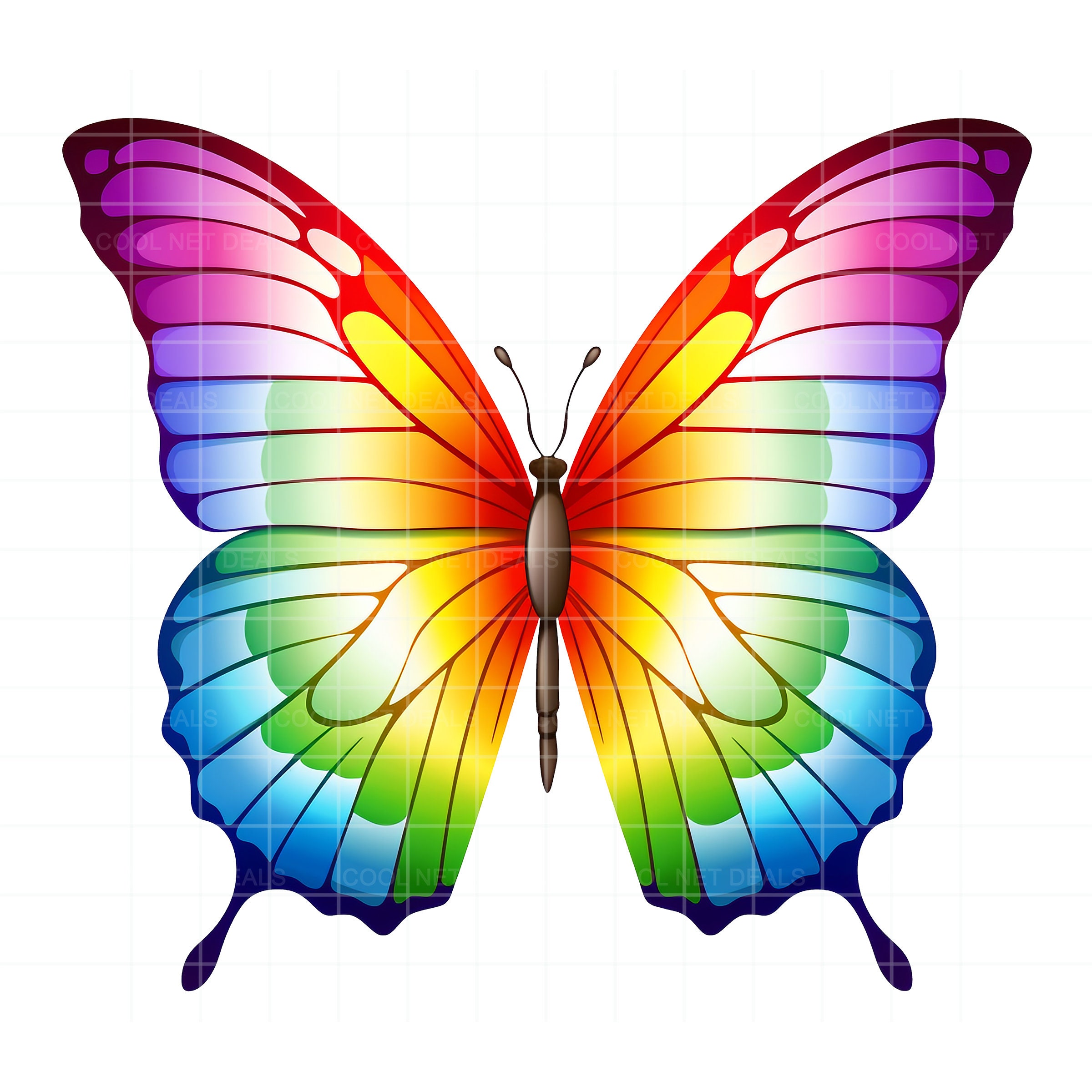 Rainbow Butterfly PNG Clipart Set, Butterfly PNG, Colorful Butterflies ...